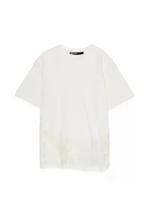 Bimba Y Lola Ivory Cotton Lace Trim T-shirt