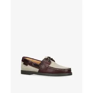 Manebí Contrast Panel Leather And Canvas Boat Shoes - Brown/oth