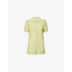 Devon Windsor Irene Open-knit Shirt - Matcha