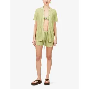 Devon Windsor Irene Open-knit Shirt - Matcha