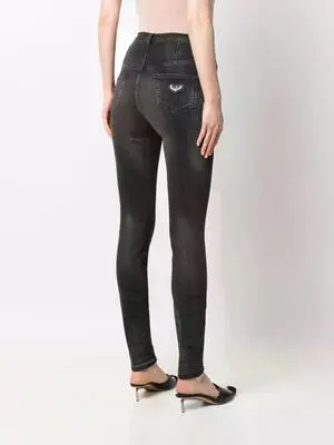Philipp Plein High-waisted Jeggings With Whiskering