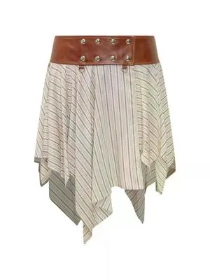 IRO PARIS IRO Striped Belted Leather Skirt Neutrals