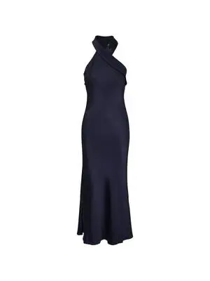 Galvan Halterneck Fluid Maxi Dress - Blue