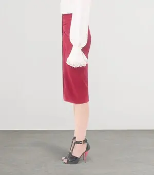 Valentino Garavani Suede Gathered Midi Skirt - Red