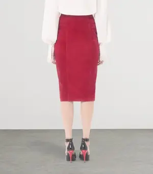 Valentino Garavani Suede Gathered Midi Skirt - Red