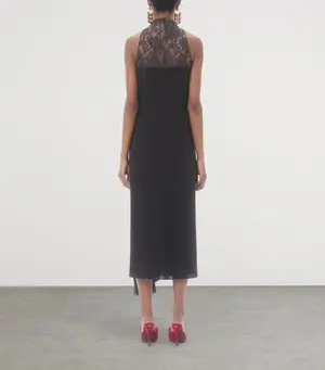 Valentino Garavani Silk Georgette Midi Dress With Lace Neckline