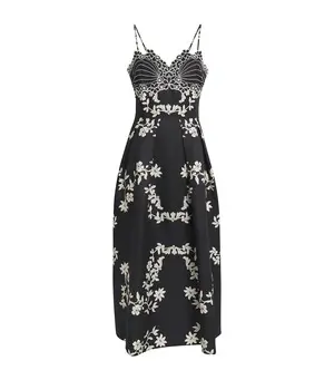 Claudie Pierlot Embroidered Floral Midi Dress - Black