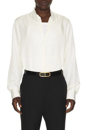 TOM FORD Perforated Dot Silk Twill Slim Fit Evening Shirt