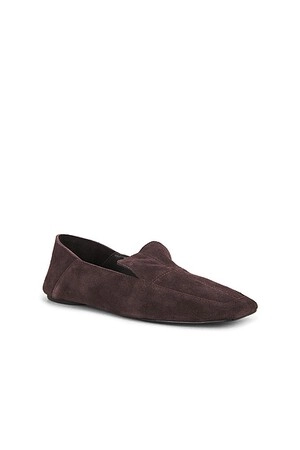 ST. AGNI Suede Minimal Flat Loafer - Coffee