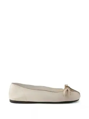 Prada Bow-embellished Leather Ballet Flats - Neutrals