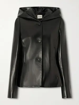 Khaite June Hooded Peplum Leather Jacket