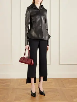Khaite June Hooded Peplum Leather Jacket