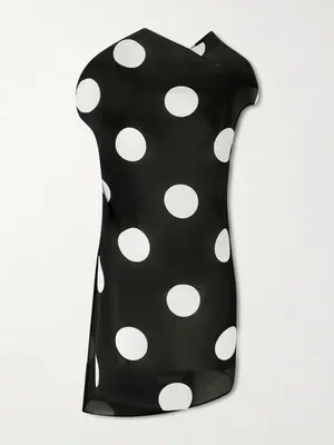 Khaite Tatia Draped Polka-dot Silk Mini Dress - Black