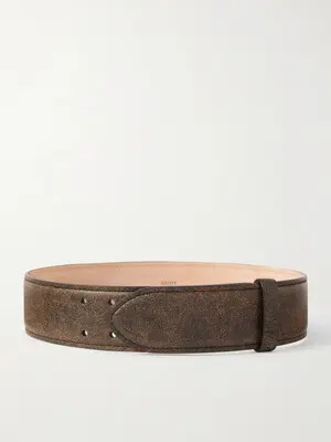 Khaite Theo Textured-leather Belt - Brown