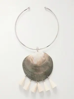 JULIETTA Nacre Rhodium-plated Shell And Resin Necklace - Silver