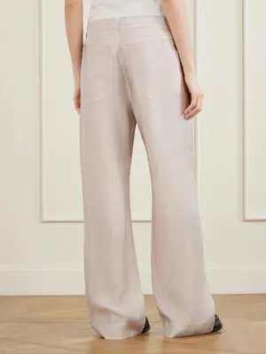 Acne Studios Checked Cupro Wide-leg Trousers - Neutrals