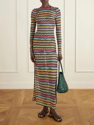 Missoni Striped Metallic Crochet-knit Cover-up