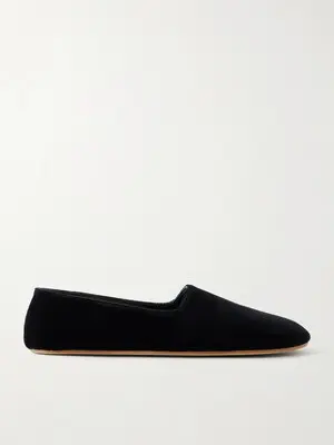 THE ROW Ponti Velvet Slippers - Black