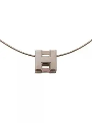 Hermès Palladium Plated Enamel Dh Cube Necklace