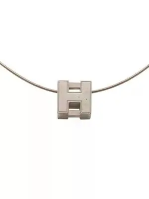Hermès Palladium Plated Enamel Dh Cube Necklace