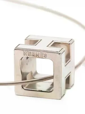 Hermès Palladium Plated Enamel Dh Cube Necklace