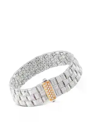 Roberto Coin 18k White Gold Diamond Pavé Basket-weave Bracelet - Silver