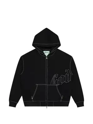 GODSPEED Logo-stitched Zip-up Hoodie - Black