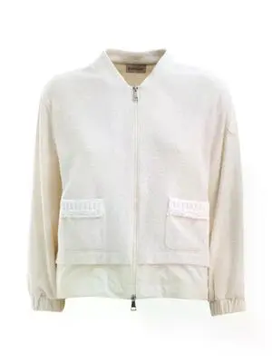 Moncler Bouclé Zip-up Sweater - Neutrals