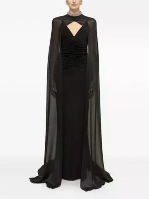 NISSA Detachable Cape Maxi Dress