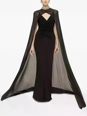 NISSA Detachable Cape Maxi Dress