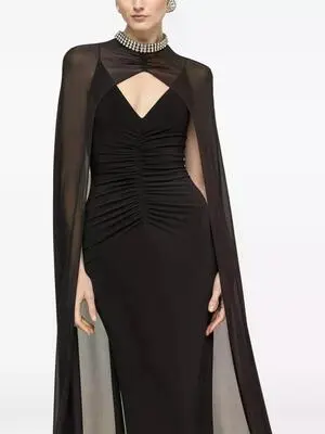 NISSA Detachable Cape Maxi Dress