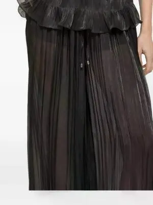 NISSA Ruffled Drawstring Trousers - Black