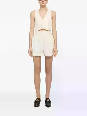 NISSA High-waisted Striped Shorts - Neutrals