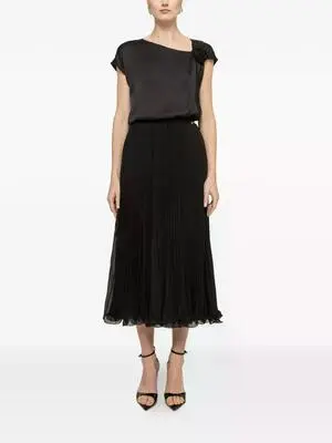 NISSA Pleated Midi Skirt With Ruffle Trim