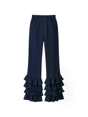 NOUVELLE SILK95FIVE Ruffled Hem Trousers - Blue