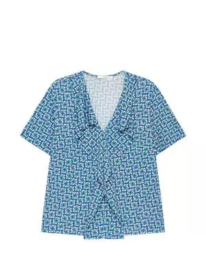 Malìparmi Ruffled Geometric V-neck Top