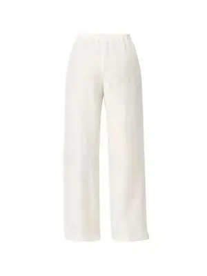 Max Mara Beige Linen Drawstring Wide Leg Trousers