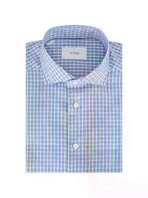 Eton Check-pattern Button-down Cotton Shirt - Blue
