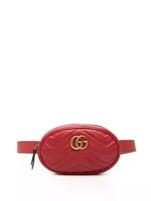 Gucci Gg Marmont Matelassé Leather Belt Bag - Red