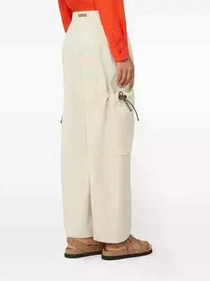 Max Mara Cream Cotton Drawstring Pocket Trousers