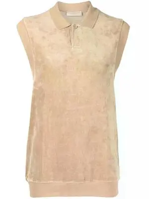 Fear Of God Velour Sleeveless Polo Top - Brown