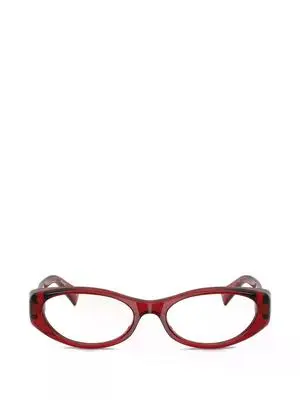 Miu Miu Miu Miu Oval Frame Eyeglasses Red