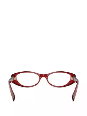 Miu Miu Oval Frame Eyeglasses - Red