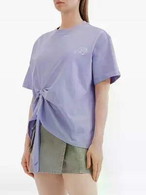B+AB Tie-front Embroidery Detail T-shirt - Purple