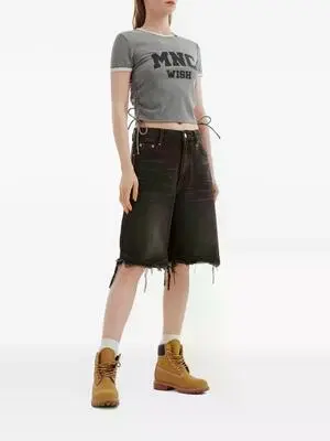 MINI CREAM Cropped T-shirt With Drawstring Hem