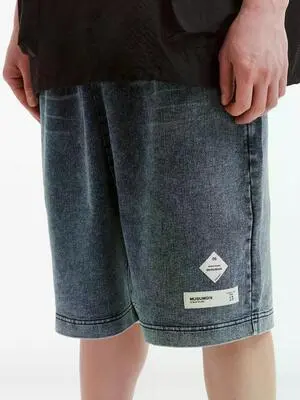 MUSIUM DIV. Drawstring Waist Denim Shorts With Bandana Detail