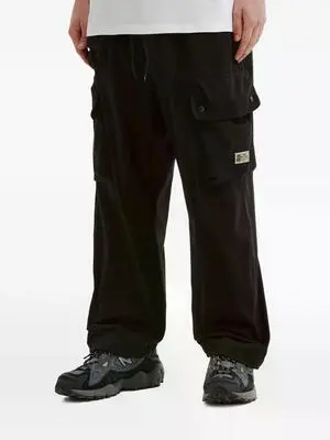 FINGERCROXX Logo Patch Cargo Trousers - Black