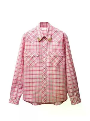 Versace Checked Cotton-poplin Slim Shirt - Red