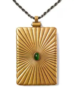 Versace Rectangular Locket Necklace With Sunray Motif