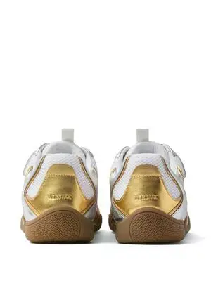 Versace Galaxia Metallic Leather And Mesh Sneakers - Silver
